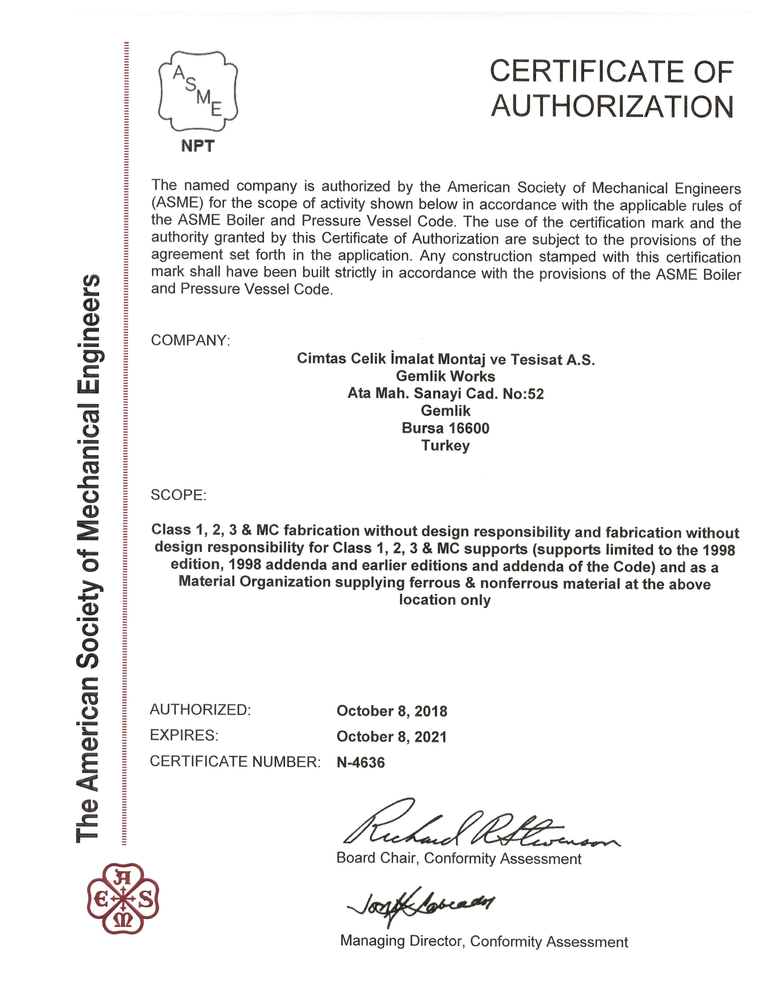 Çimtaş | Sertifikasyon